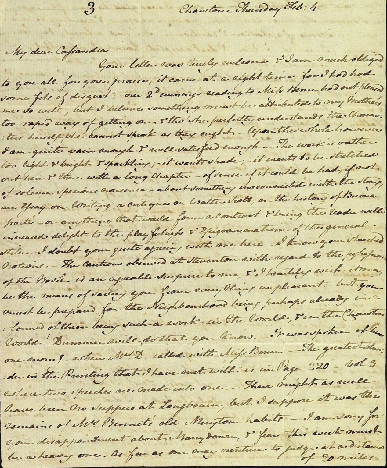 Letter from Jane Austen to Cassandra Austen, 4 February 1813 | Jane ...