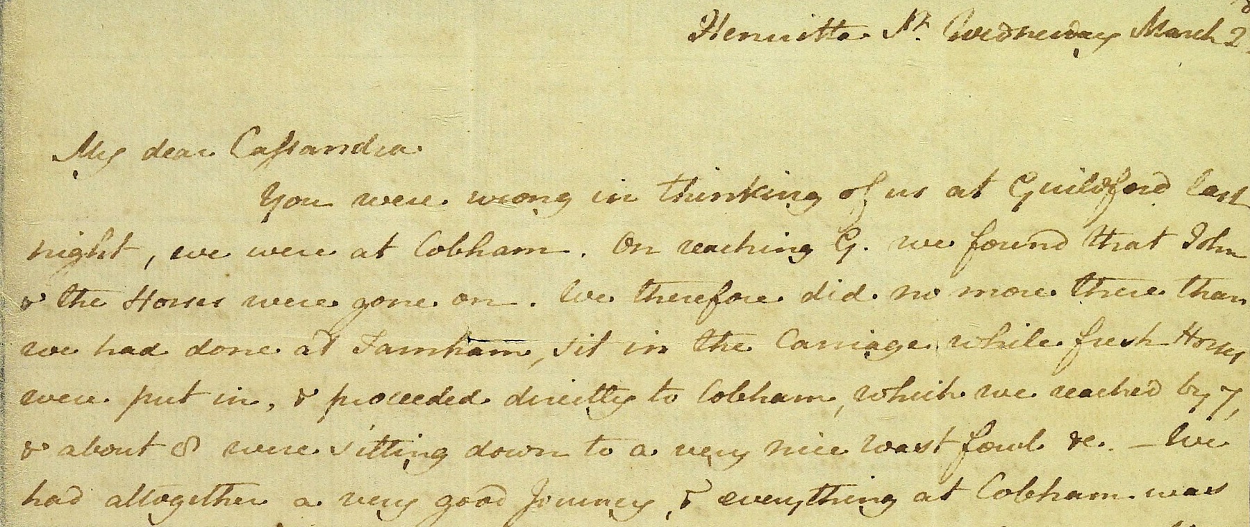 Letter from Jane Austen to Cassandra Austen, 2 March 1814 | Jane Austen's House