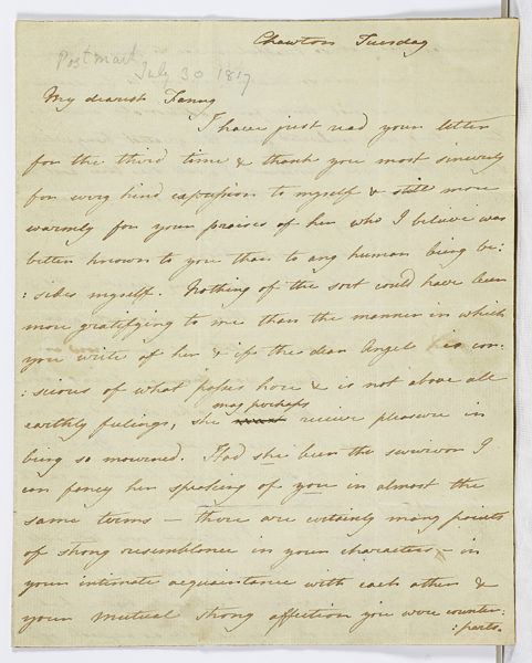 Letter from Cassandra Austen to Fanny Knight, 29 July 1817 | Jane ...