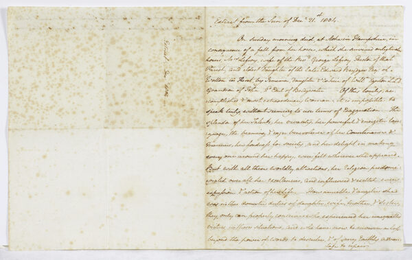 Obituary for Mrs Anne Lefroy, 21 December 1804 | Jane Austen's House