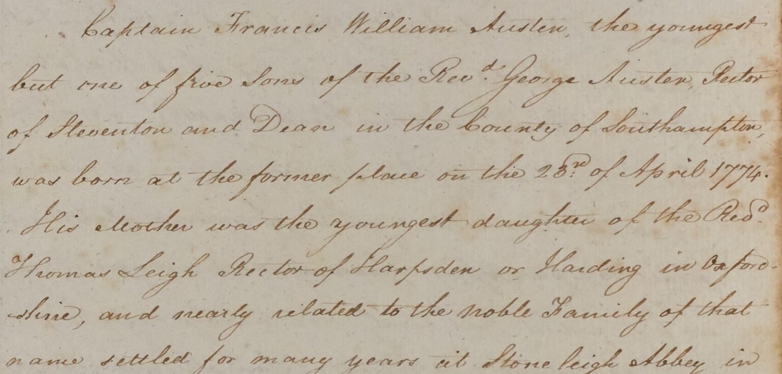 Transcribing Francis Austen's memoir | Jane Austen's House